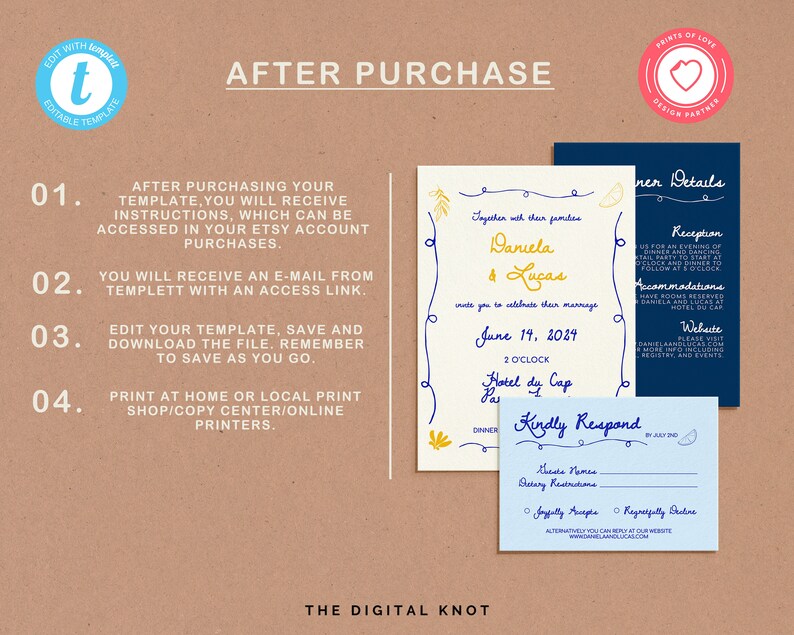 Wedding Invitation Set Template Whimsical Wedding Destination Wedding ...