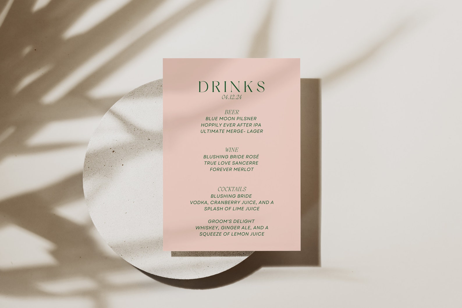 Wedding Menu Template Food and Drink Menu Double Sided Menu Template ...