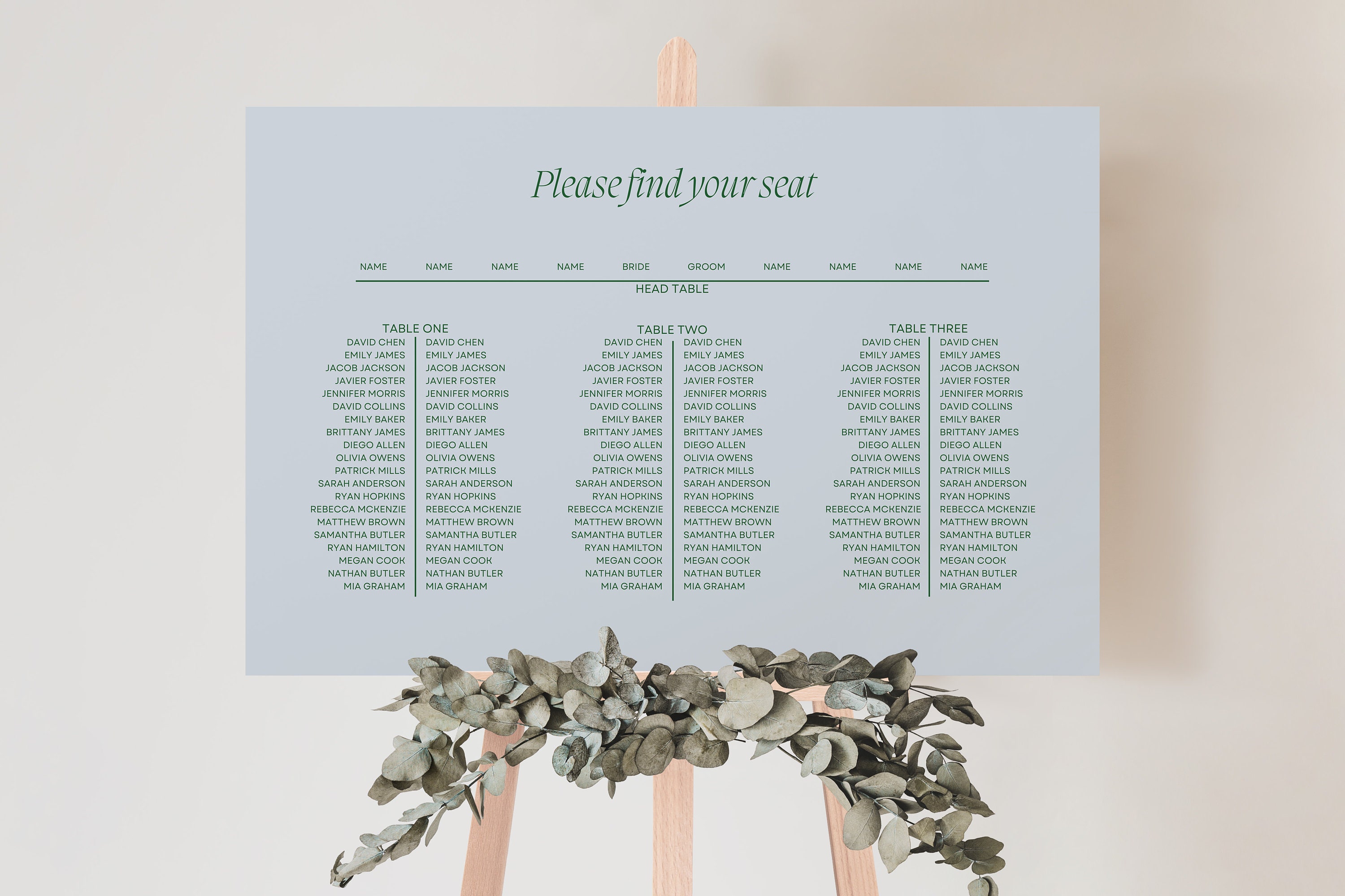 Long Table Wedding Seating Chart Seating Chart Template Instant ...