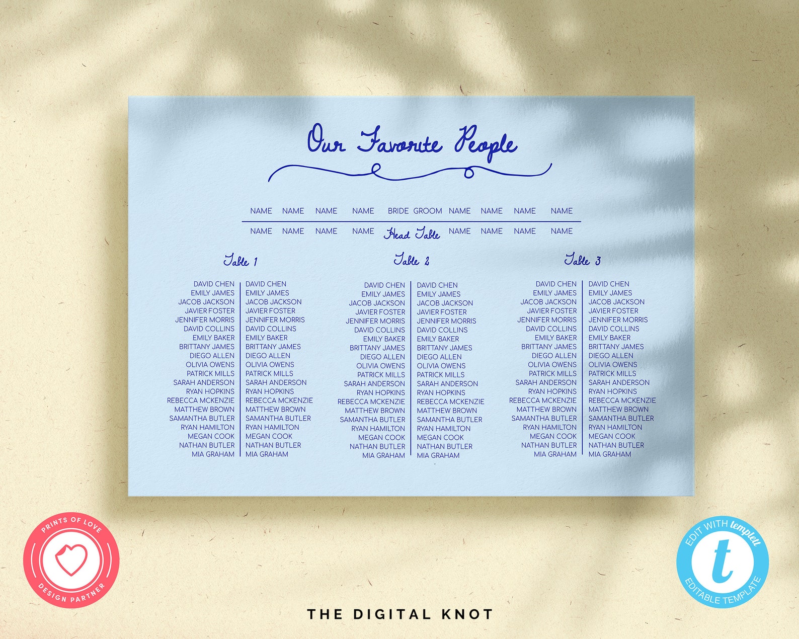 Wedding Seating Chart Template Instant Download Wedding Seating ...
