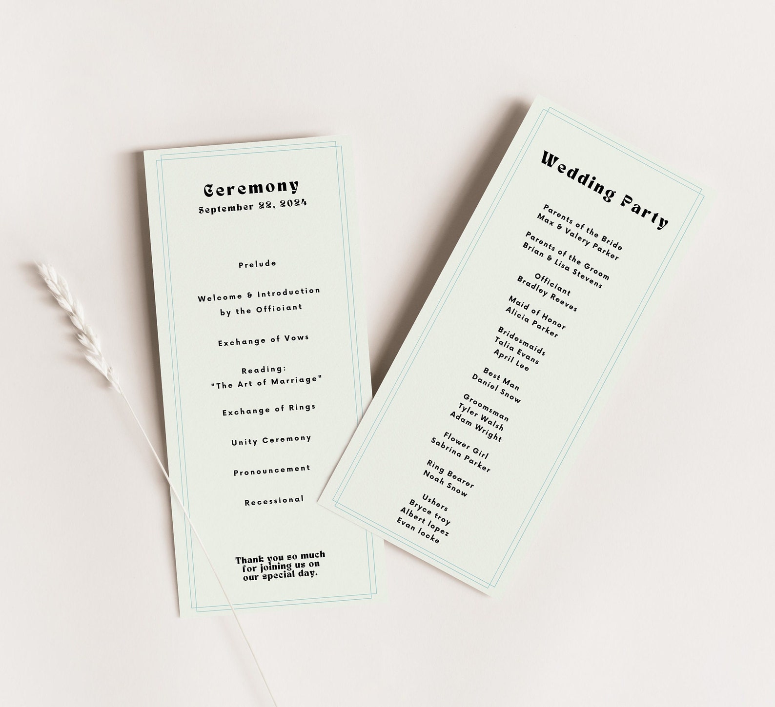 Wedding Ceremony Program Wedding Program Template Printable Program for ...