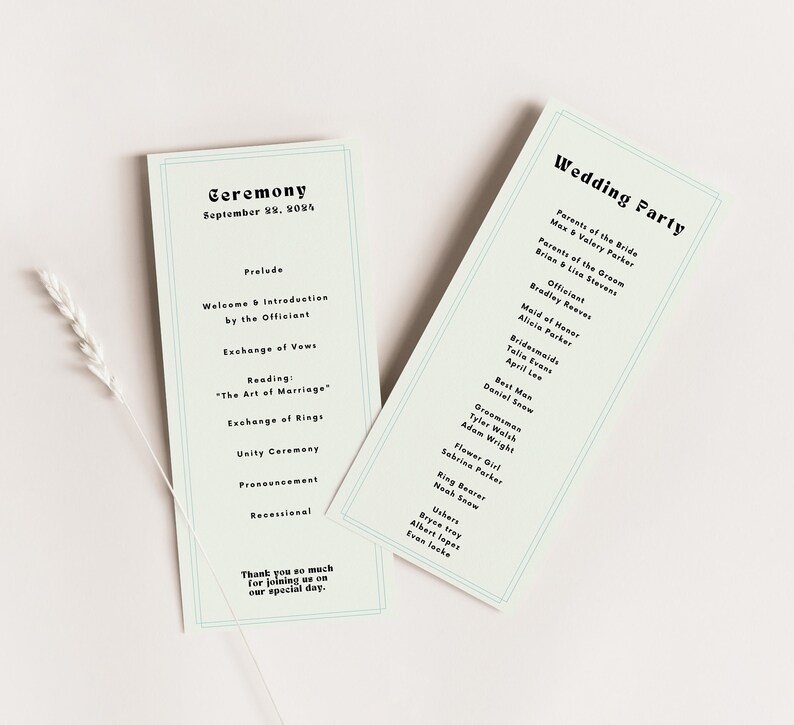 Wedding Ceremony Program Wedding Program Template Printable Program for ...