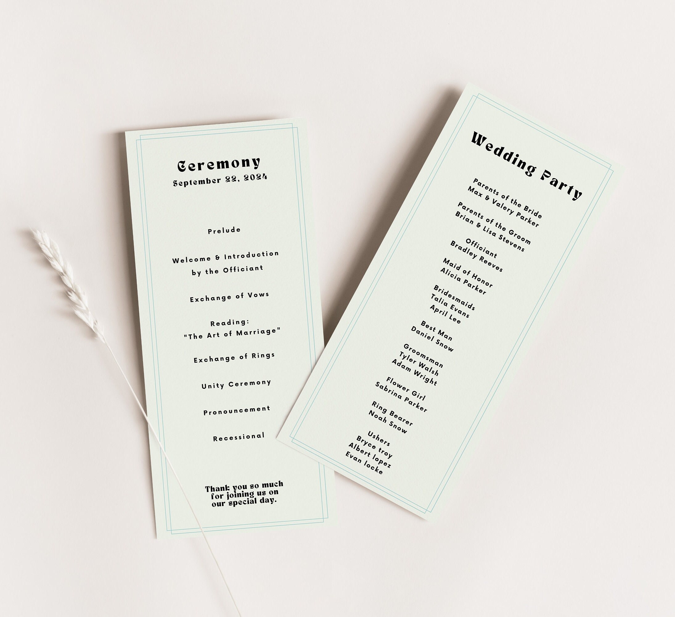 Wedding Ceremony Program Wedding Program Template Printable Program for ...