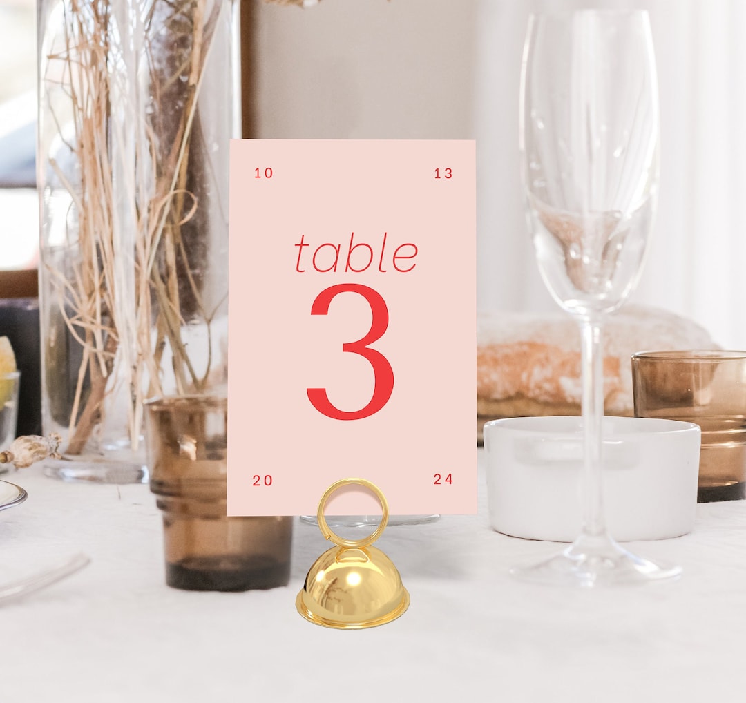 Wedding Table Numbers Printable Pink Table Numbers Template Reception ...
