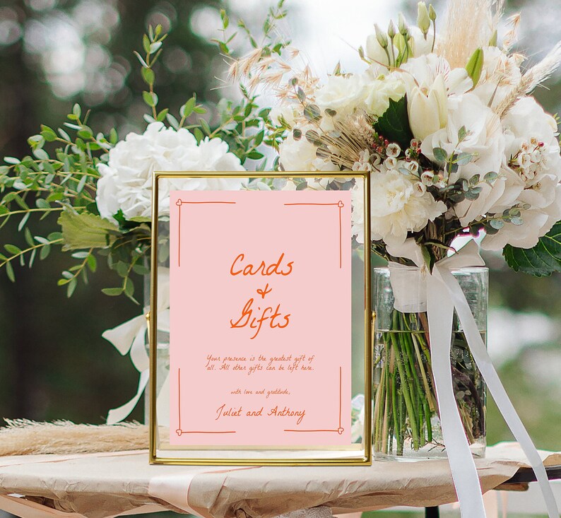Wedding Cards and Gifts Sign Printable Gift Table Sign Colorful Wedding ...