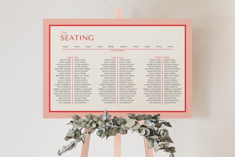 Long Table Wedding Seating Chart Seating Chart Template Instant ...