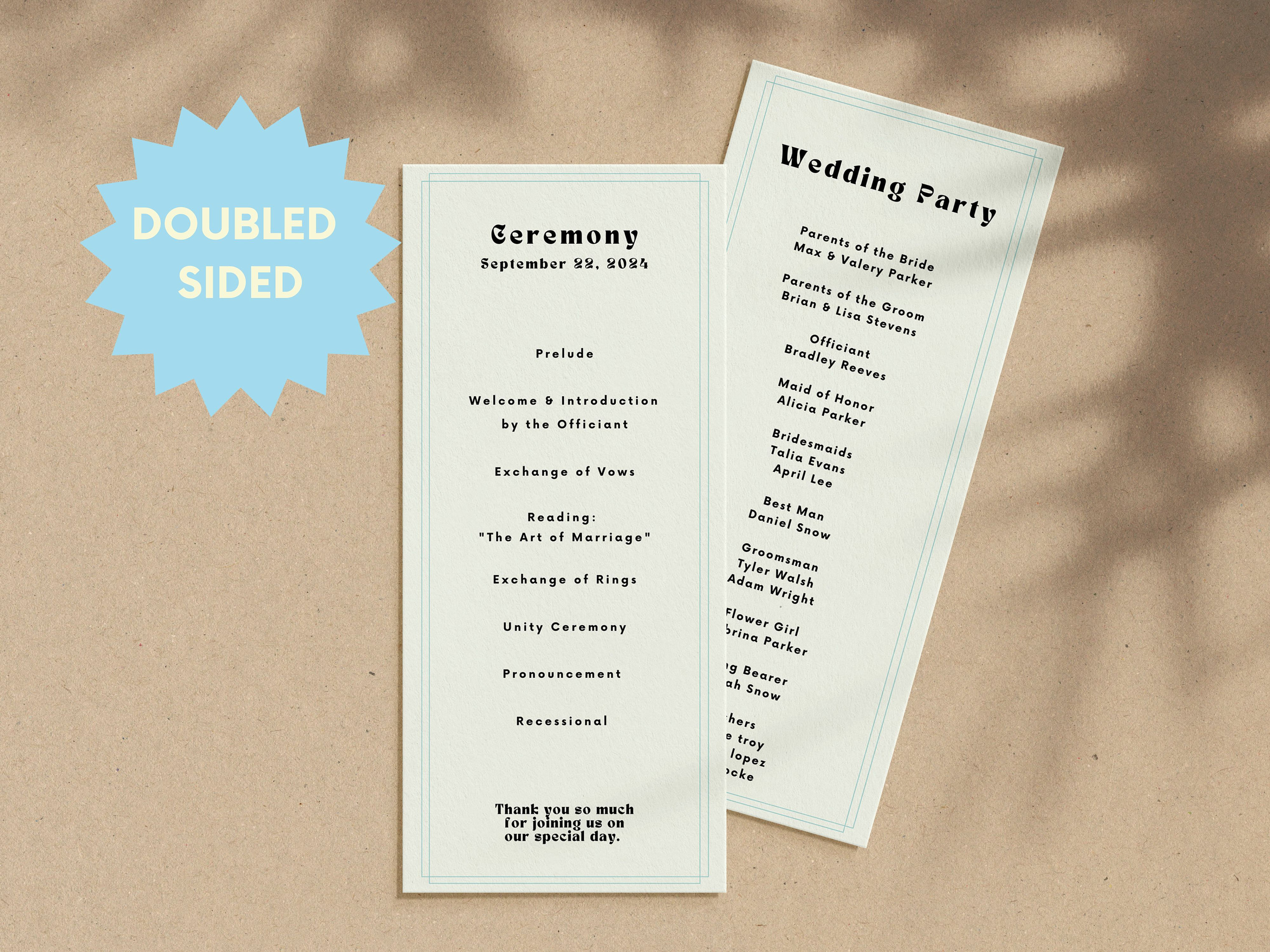 Wedding Ceremony Program Wedding Program Template Printable Program for ...