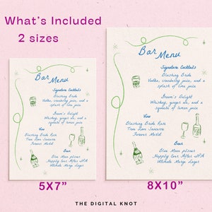 Whimsical Bar Menu Template Wedding Bar Menu Template Signature Drinks ...