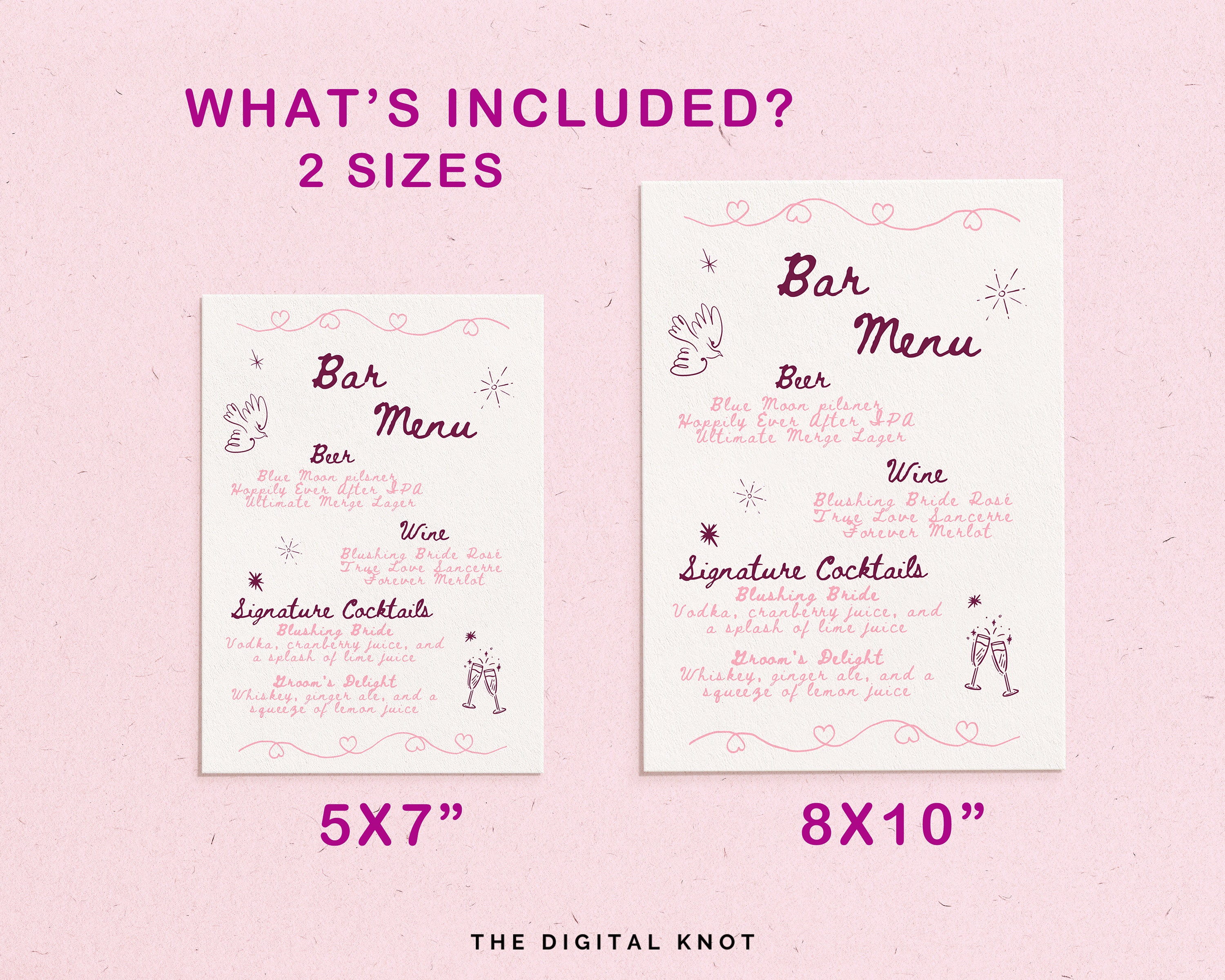 Whimsical Bar Menu Template Wedding Bar Menu Template Signature Drinks ...
