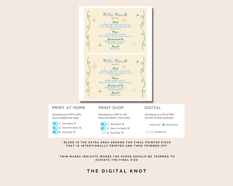 Whimsical Menu Template Wedding Menu Template Funky Menu Hand - Etsy