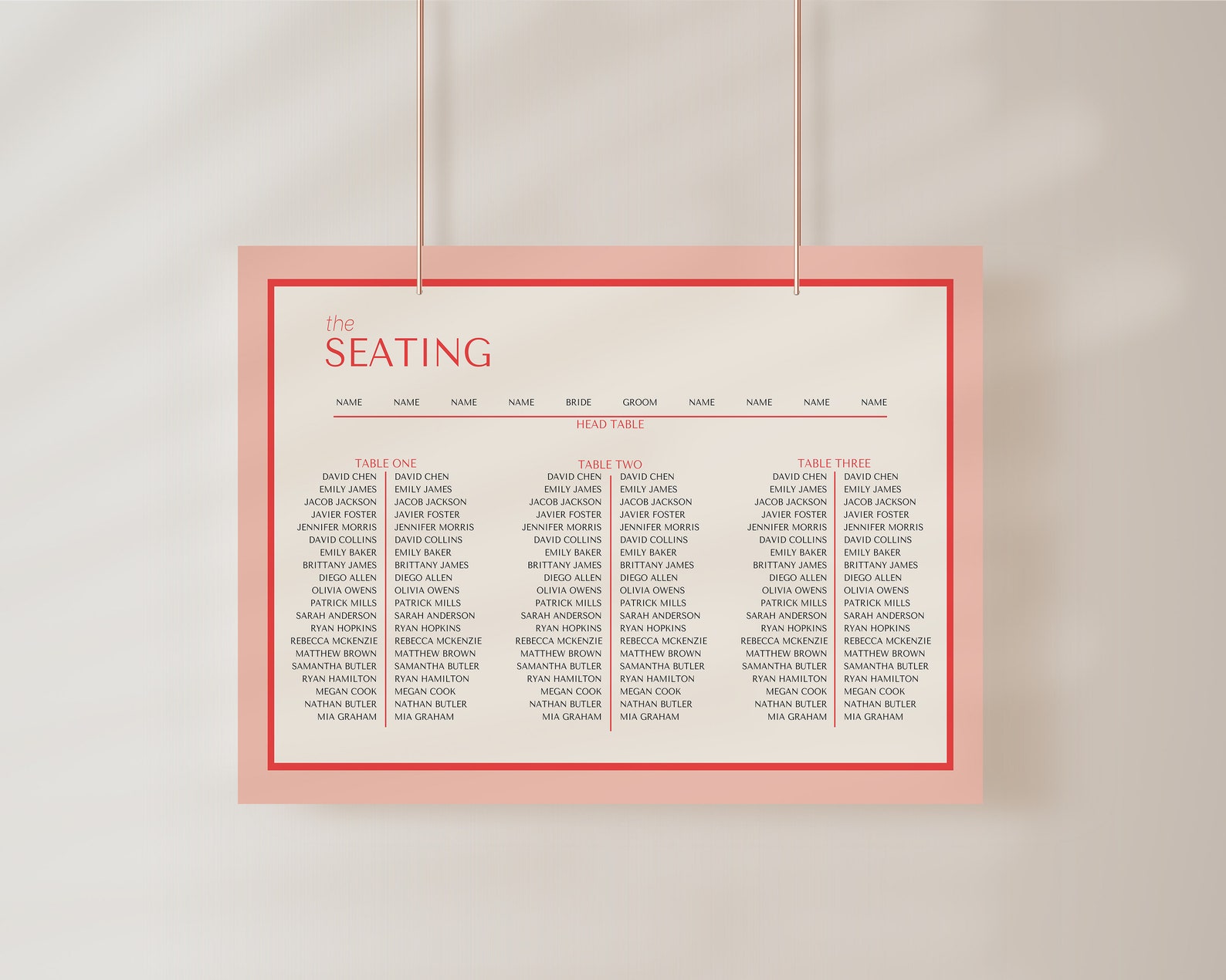 Long Table Wedding Seating Chart Seating Chart Template Instant ...