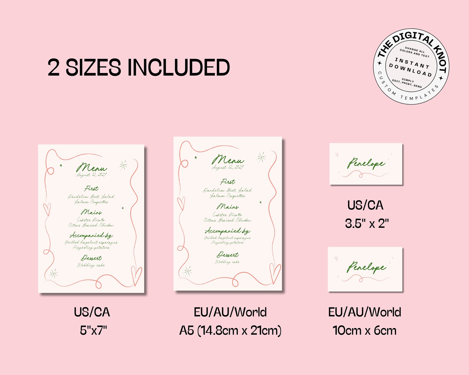 Whimsical Menu Template Place Card Wedding Menu Template Funky Menu ...