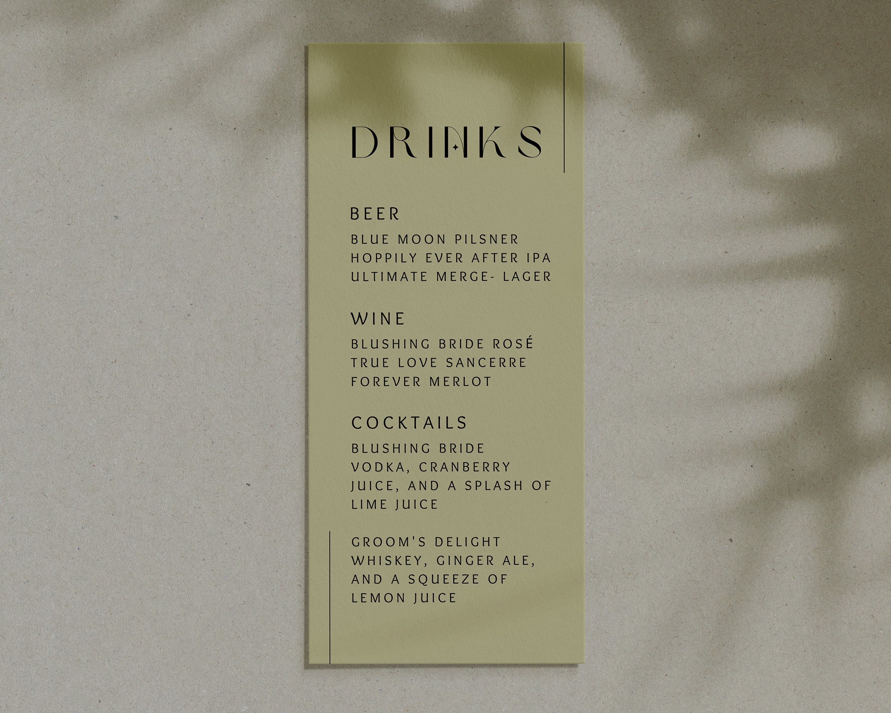 Wedding Menu Template Food and Drink Menu Double Sided Menu Template ...
