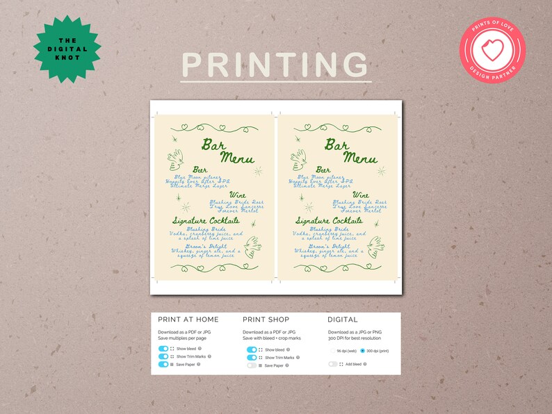 Whimsical Bar Menu Template Wedding Bar Menu Template - Etsy