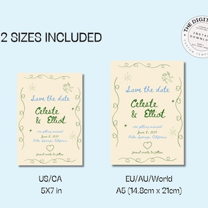 Whimsical Save the Date Template Hand Written Save the Date Double ...