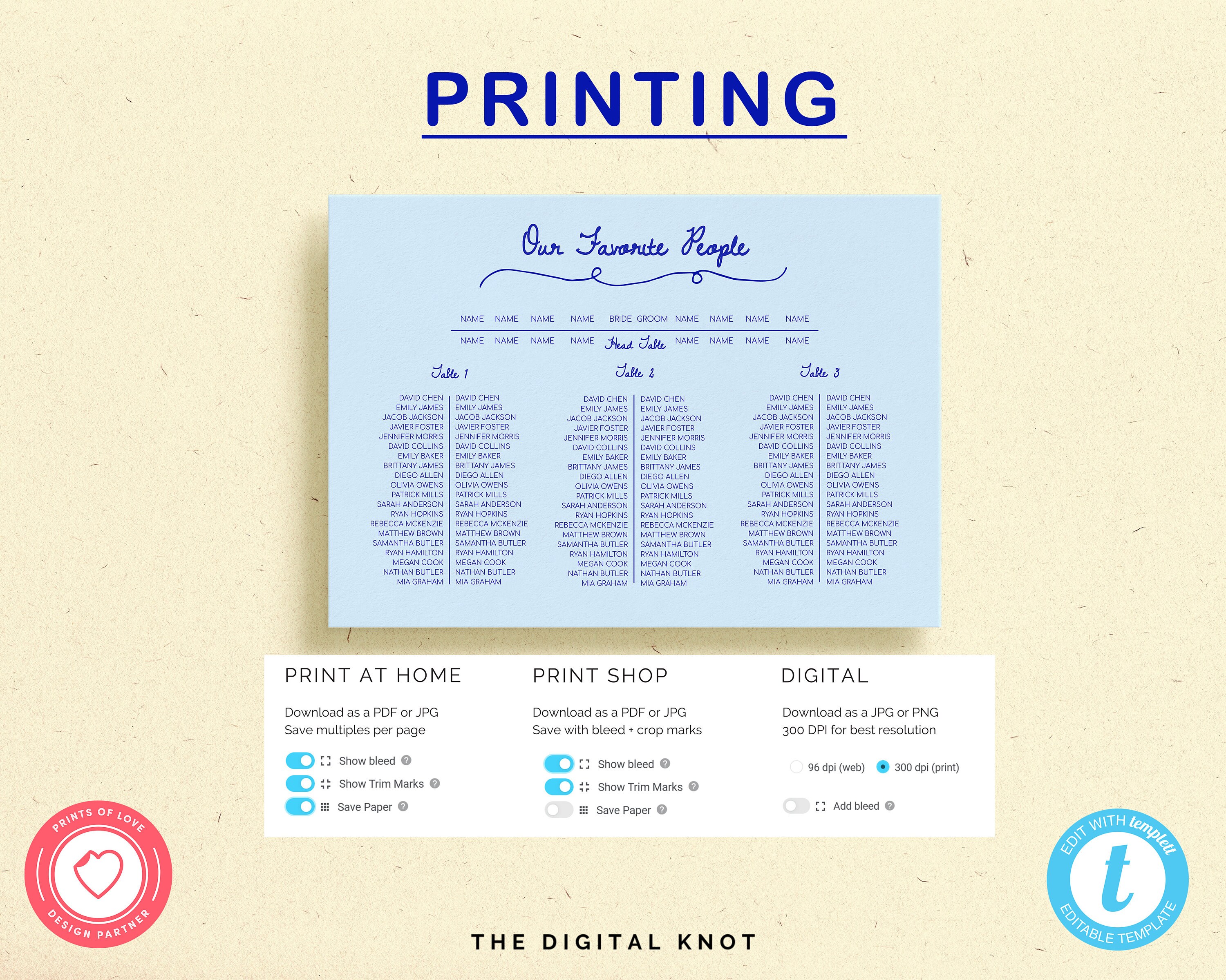 Wedding Seating Chart Template Instant Download Wedding - Etsy