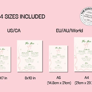 Whimsical Bar Menu Template Wedding Bar Menu Template Signature Drinks ...