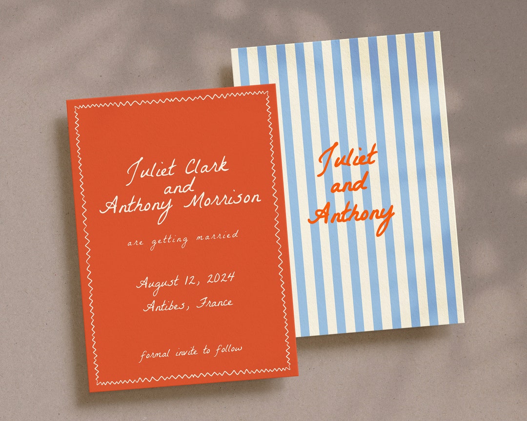 Handwritten Save the Date Template Whimsical Save the Date Double Sided ...