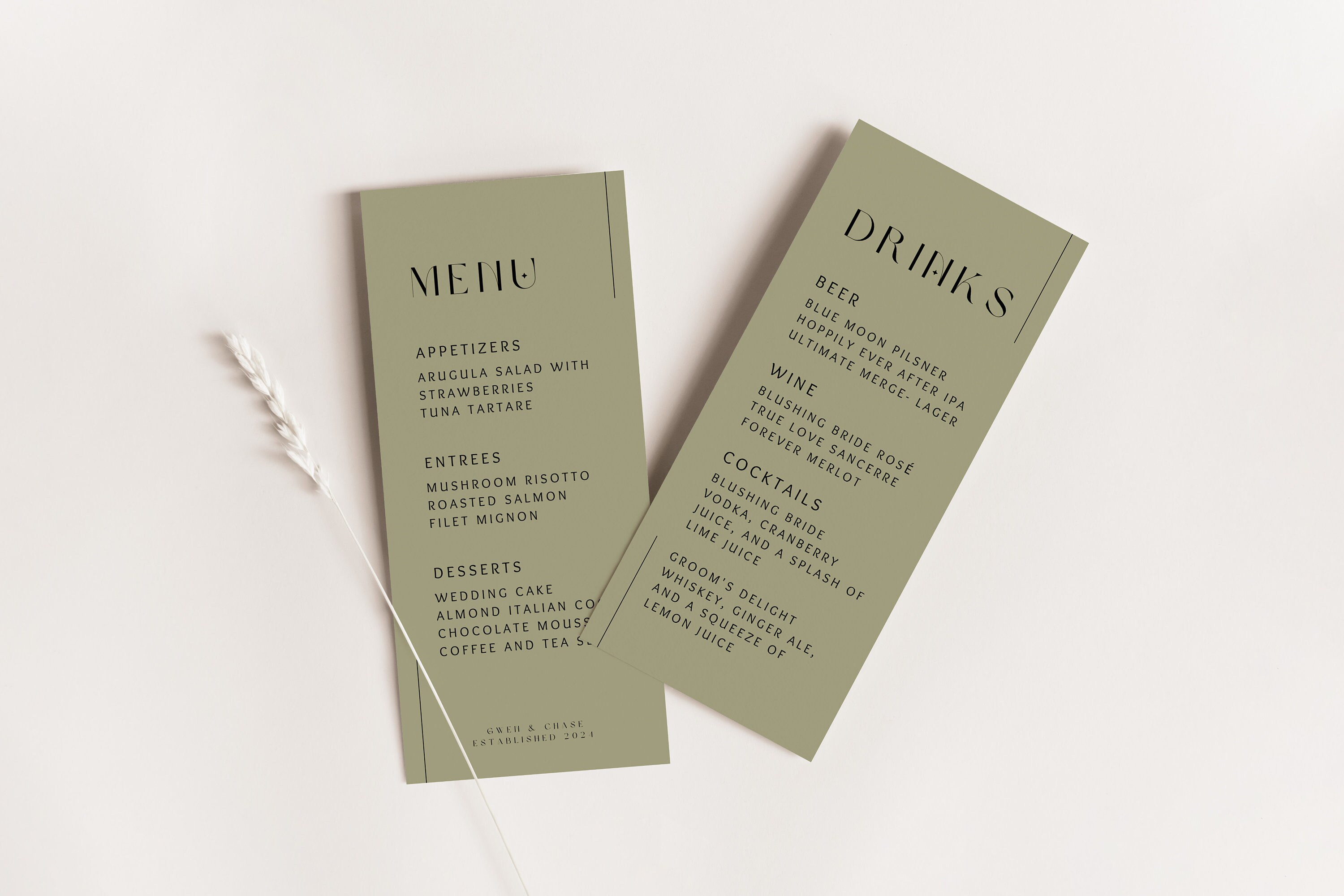 Wedding Menu Template Food and Drink Menu Double Sided Menu Template ...