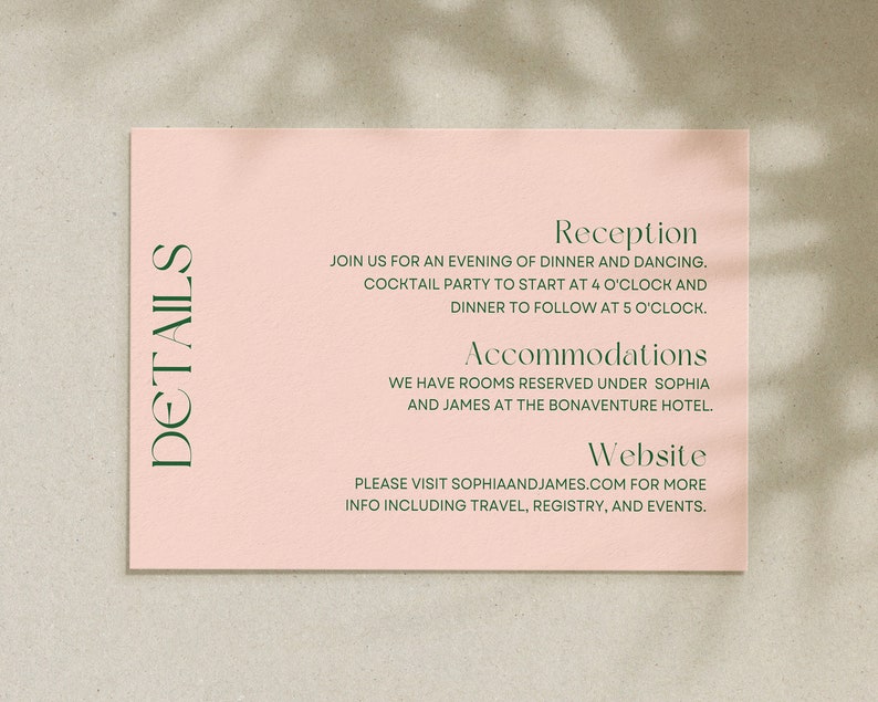 Wedding Invitation Suite Colorful Wedding Invitation Detail Card RSVP ...