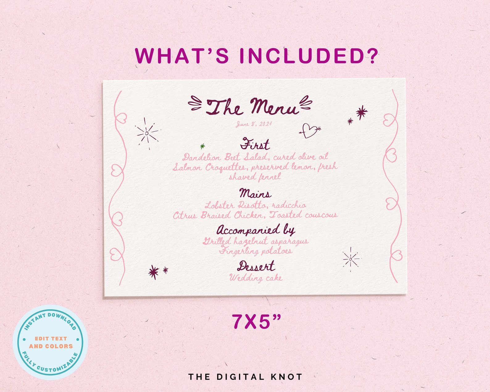 Whimsical Menu Template Wedding Menu Template Funky Menu Hand Drawn ...