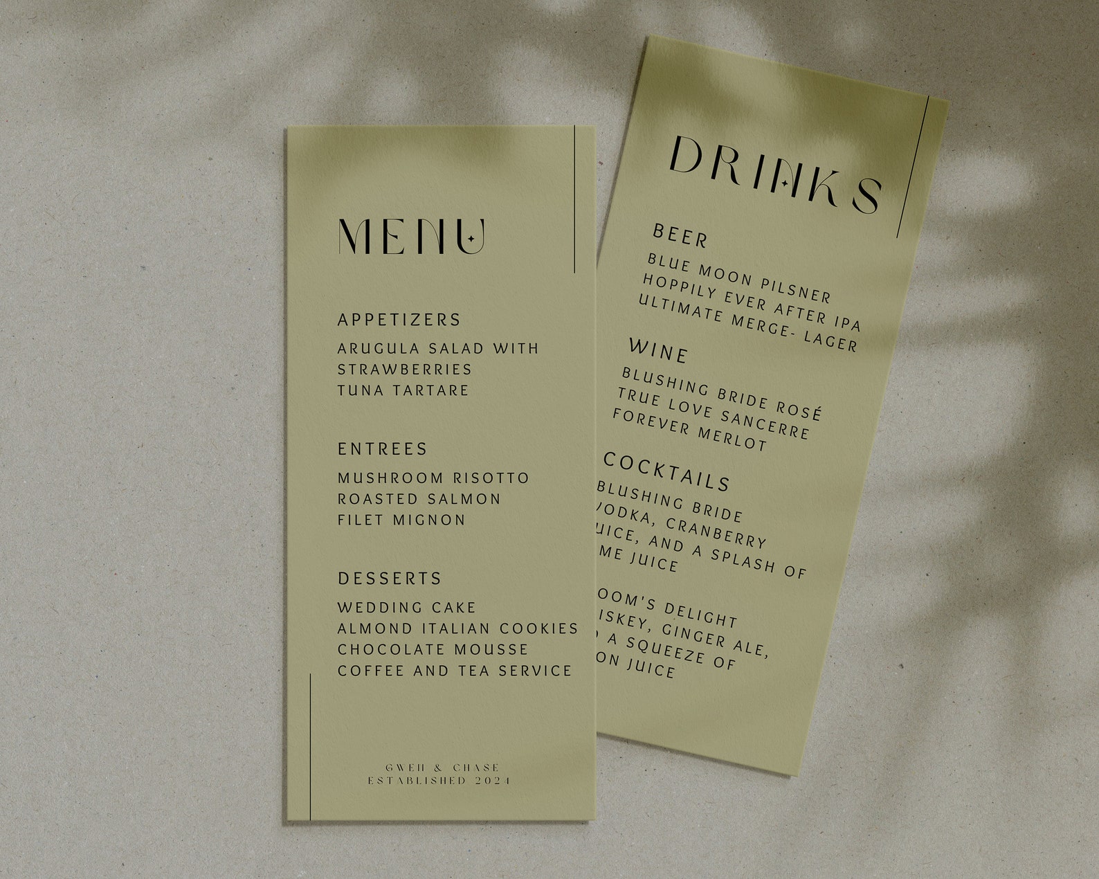 Wedding Menu Template Food and Drink Menu Double Sided Menu Template ...