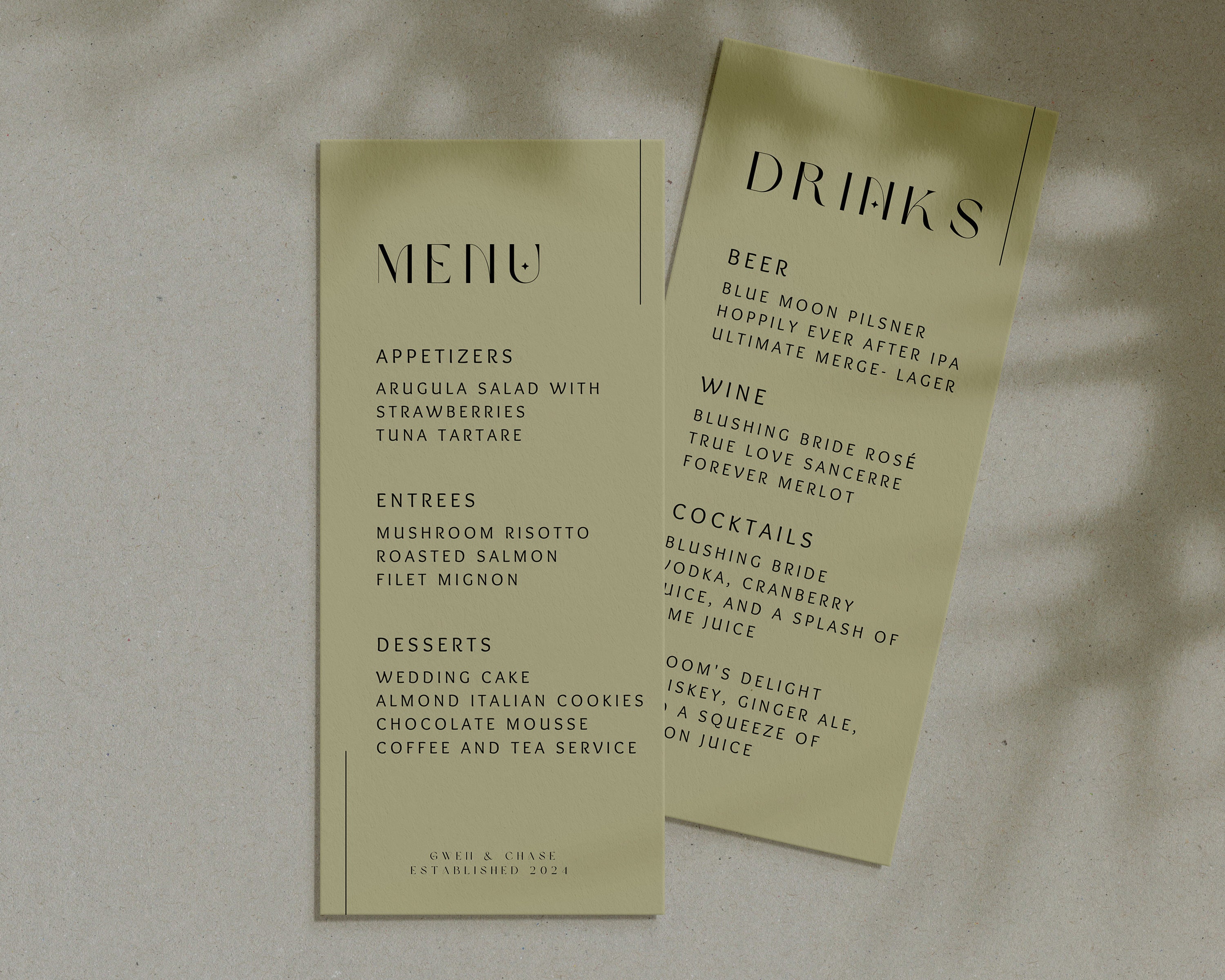 Wedding Menu Template Food and Drink Menu Double Sided Menu Template ...