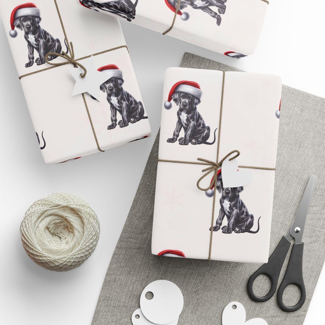 2025v1 - Great Dane Wrapping Paper Festive Christmas and Holiday Dog ...