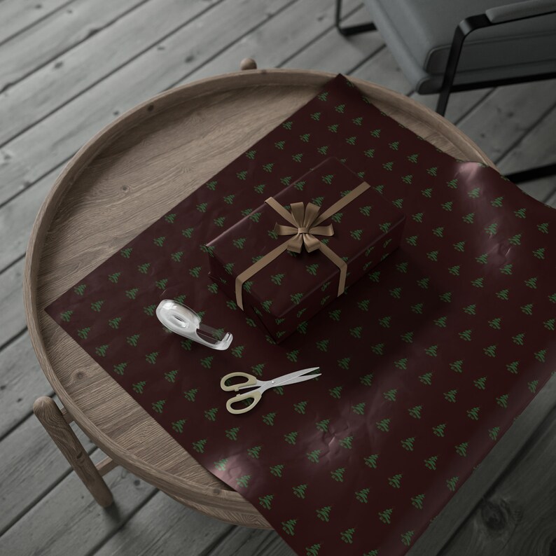 Christmas Custom Wrapping Paper, Wine Red and Green Wrapping Paper, Red ...