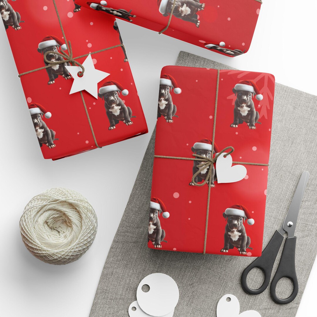 2025 - American Pit Bull Wrapping Paper Festive Christmas and Holiday ...
