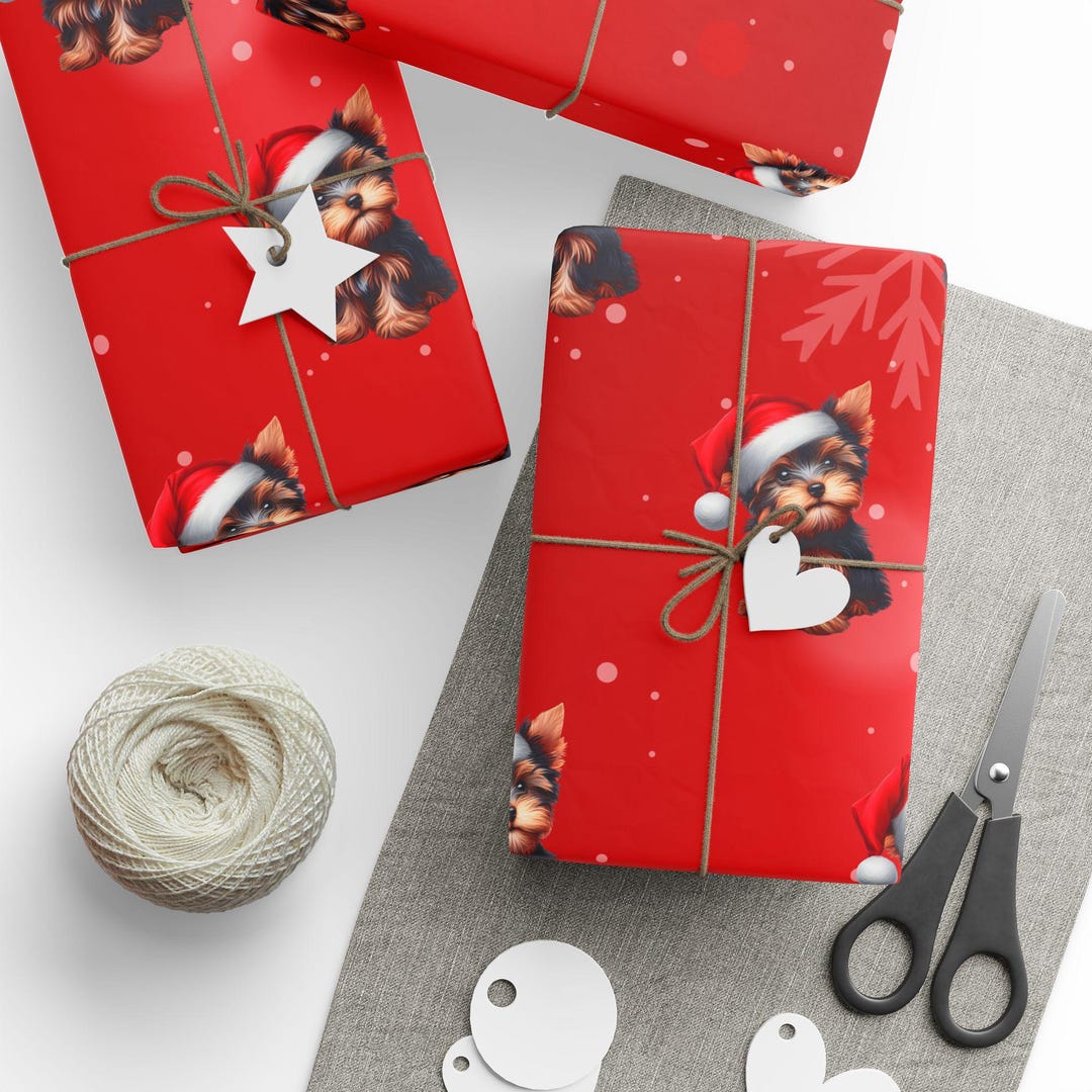 2025v1 - Yorkshire Terrier Paper Festive Wrapping Christmas and Yorkie ...