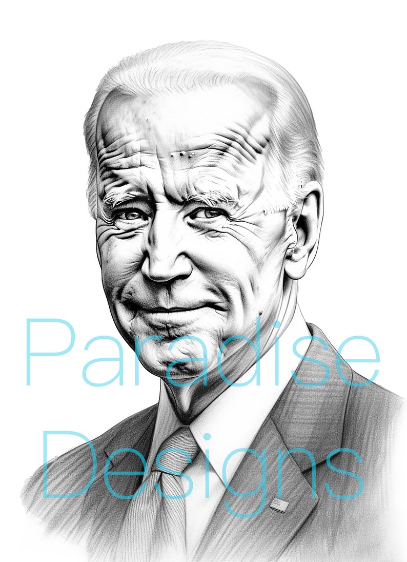 Joe Biden Printable Coloring Page Greyscale Celebrity Coloring Book ...