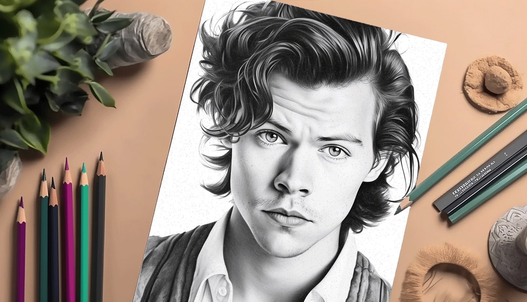 Harry Styles Printable Coloring Page | Greyscale Celebrity Coloring ...