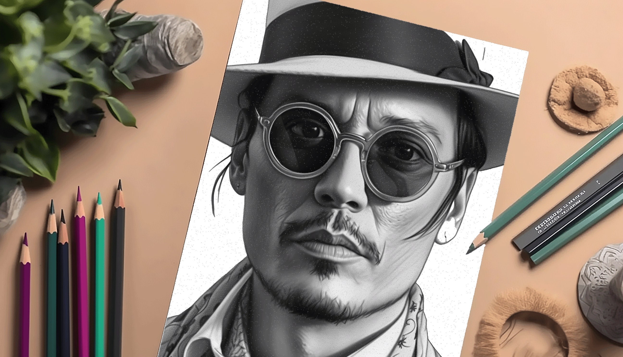Página para colorear imprimible de Johnny Depp / Libro para colorear de ...