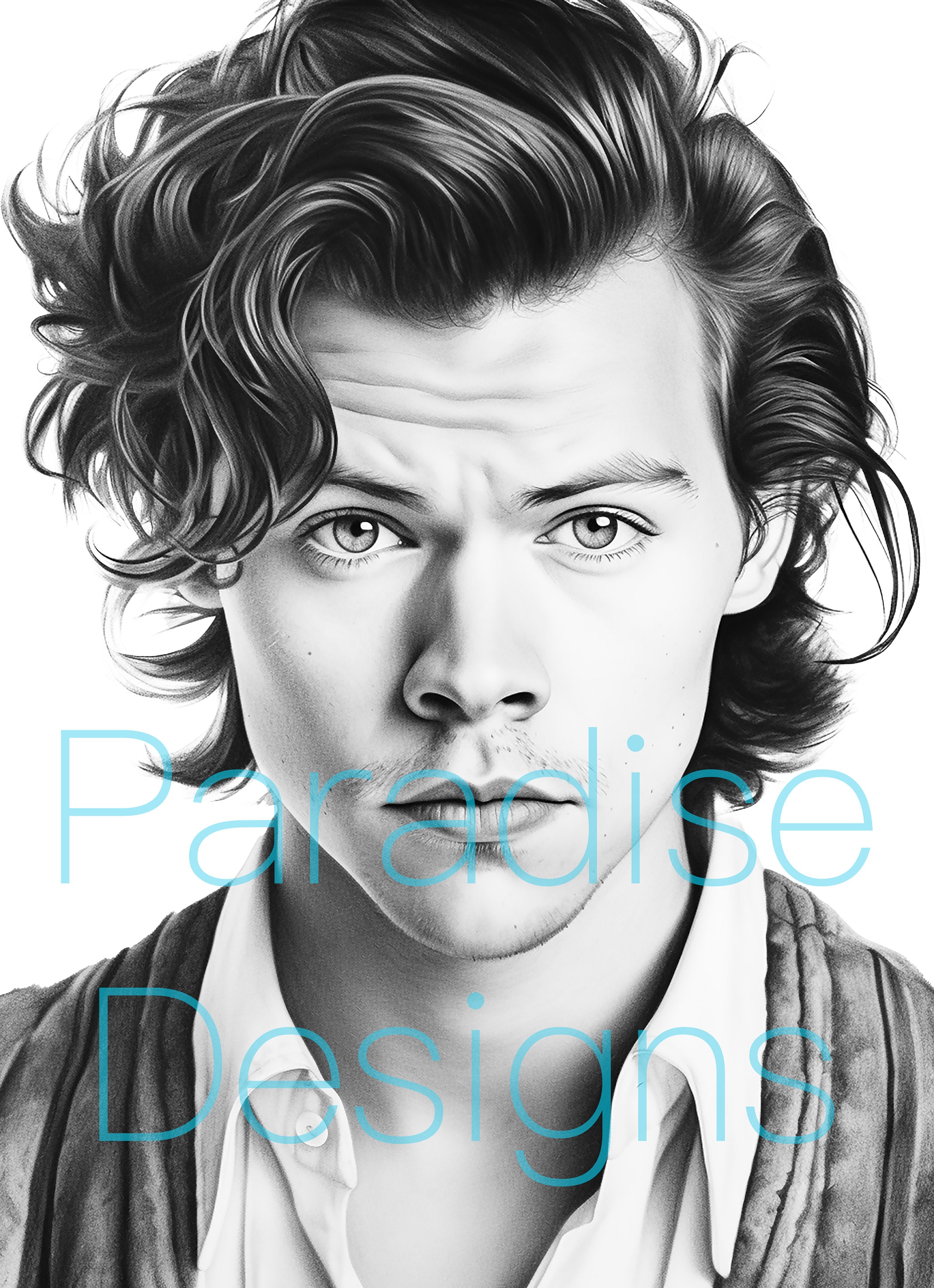 Harry Styles Printable Coloring Page | Greyscale Celebrity Coloring ...