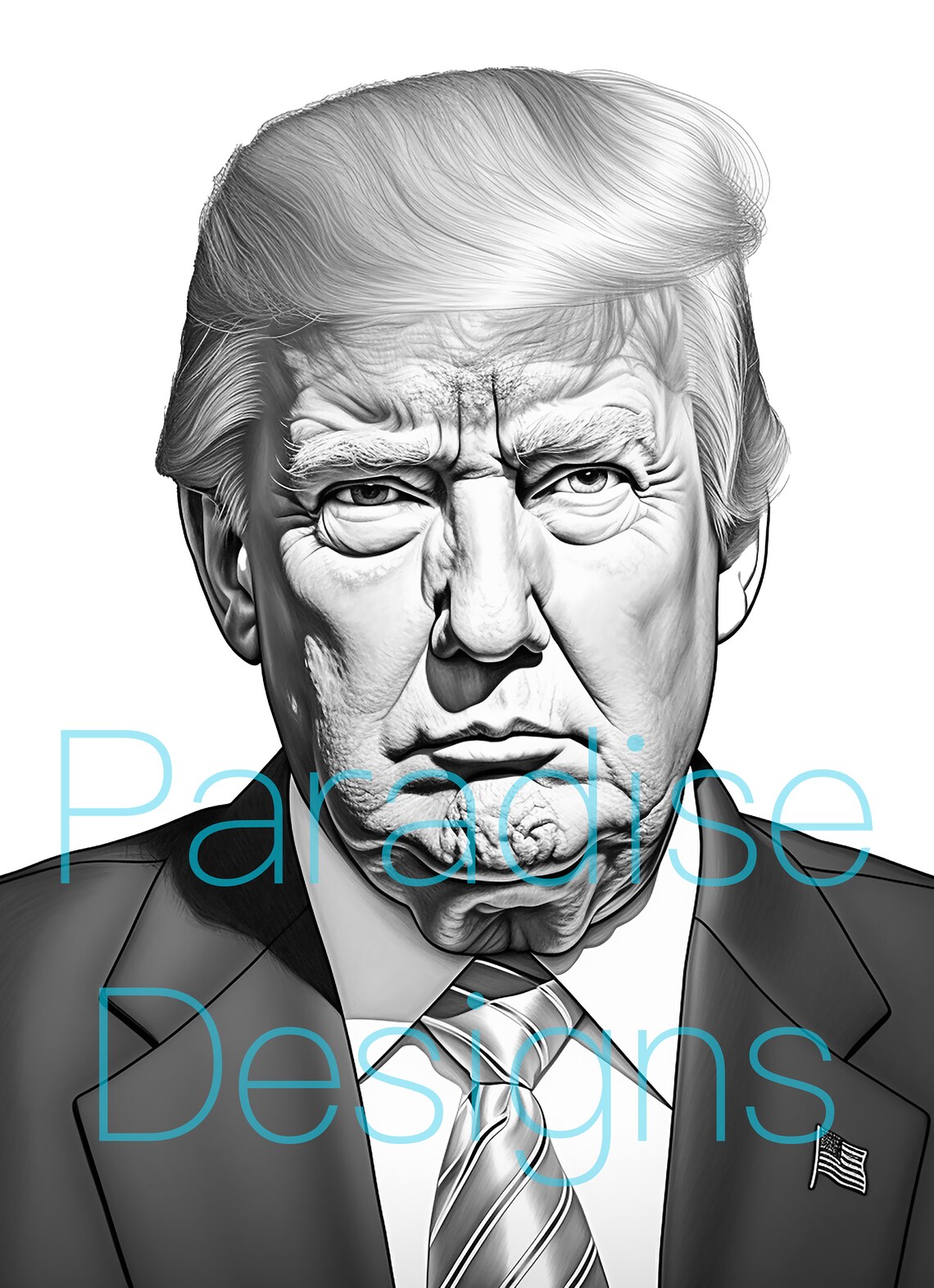 Donald Trump Printable Coloring Page Greyscale Celebrity Coloring Book ...