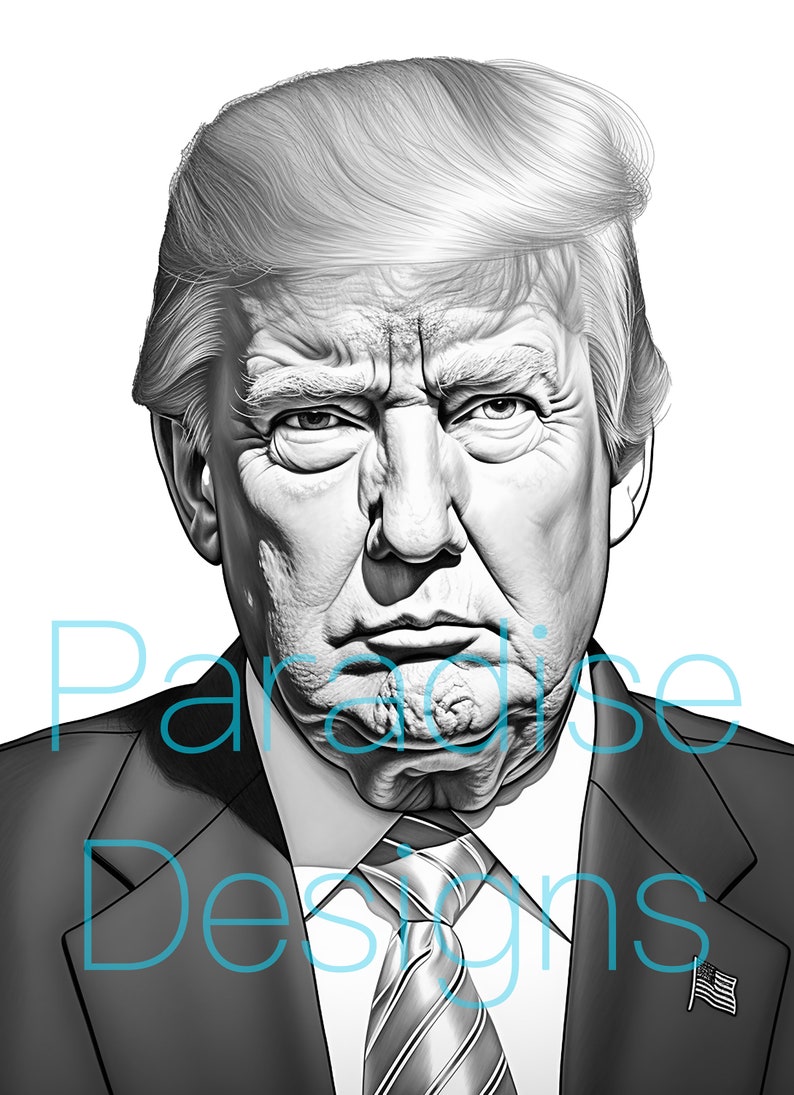 Donald Trump Printable Coloring Page | Greyscale Celebrity Coloring ...