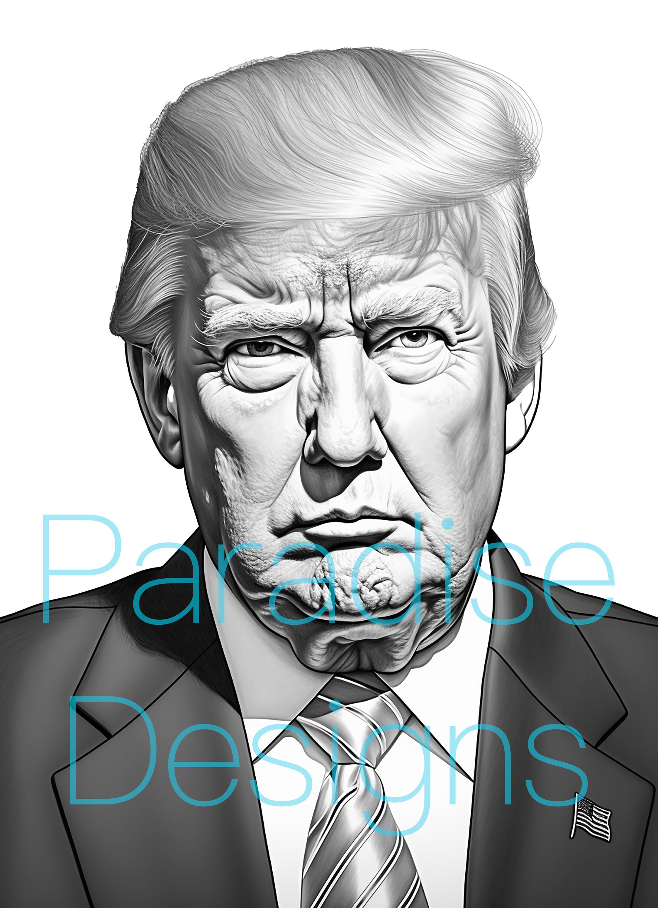 Donald Trump Printable Coloring Page | Greyscale Celebrity Coloring ...