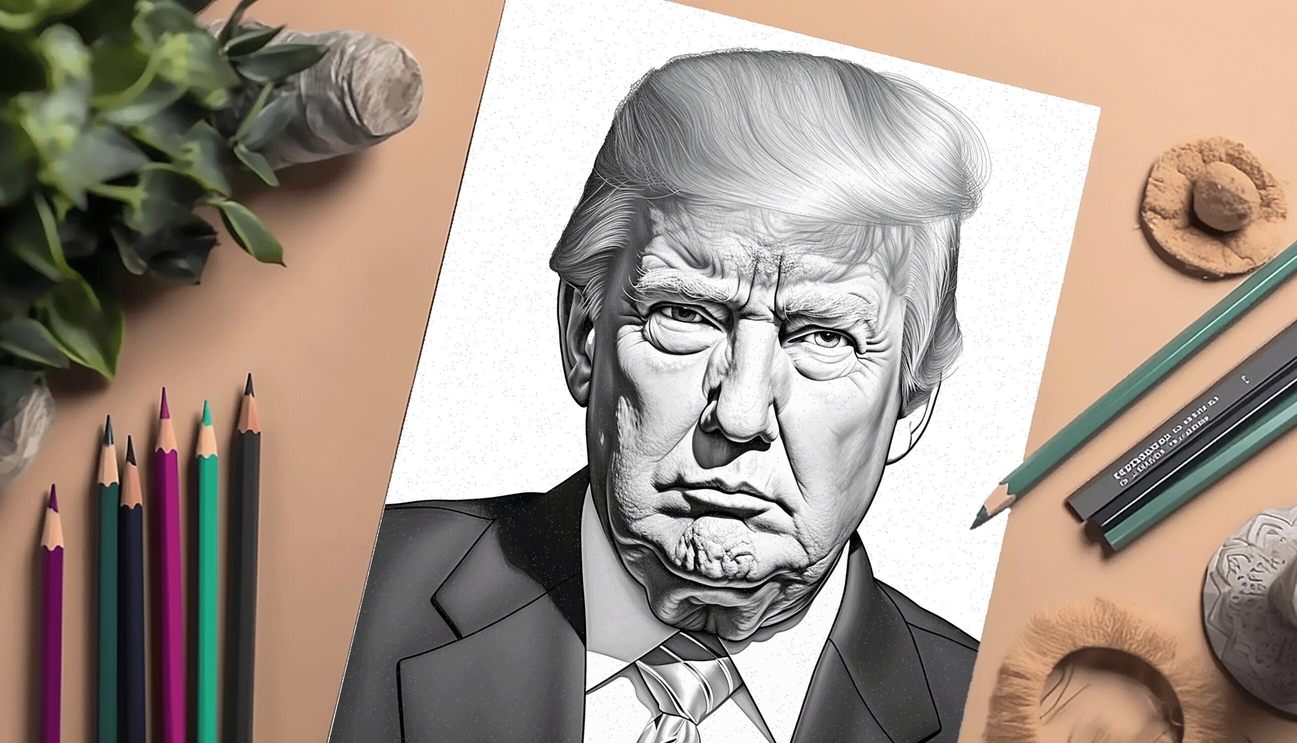 Donald Trump Printable Coloring Page | Greyscale Celebrity Coloring ...