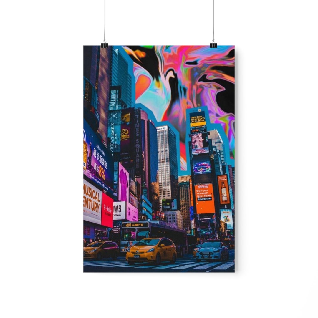 Trippy City Skyline Poster - Etsy