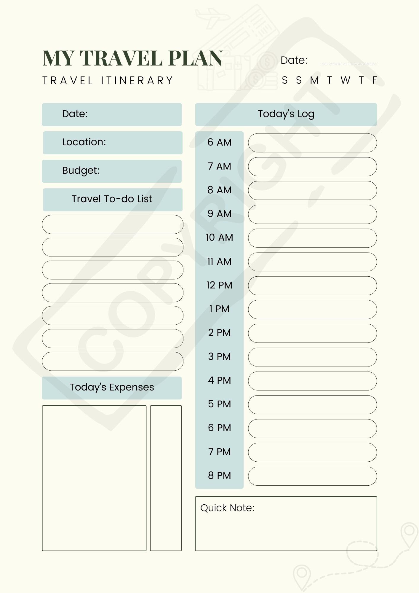 Digital Travel Planner Printable Travel Itinerary Trip Organizer ...
