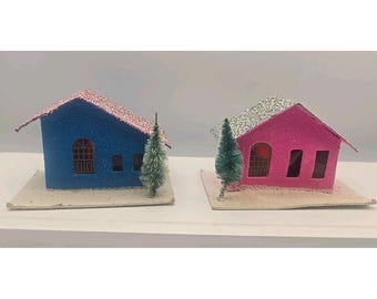 Four Vintage Christmas Putz Houses - Etsy