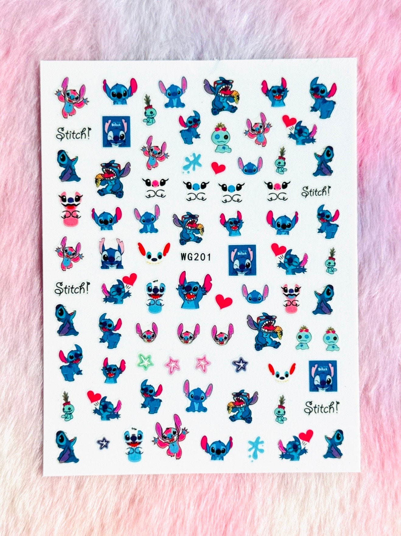 Stitch Cartoon Nail Stickers - Etsy