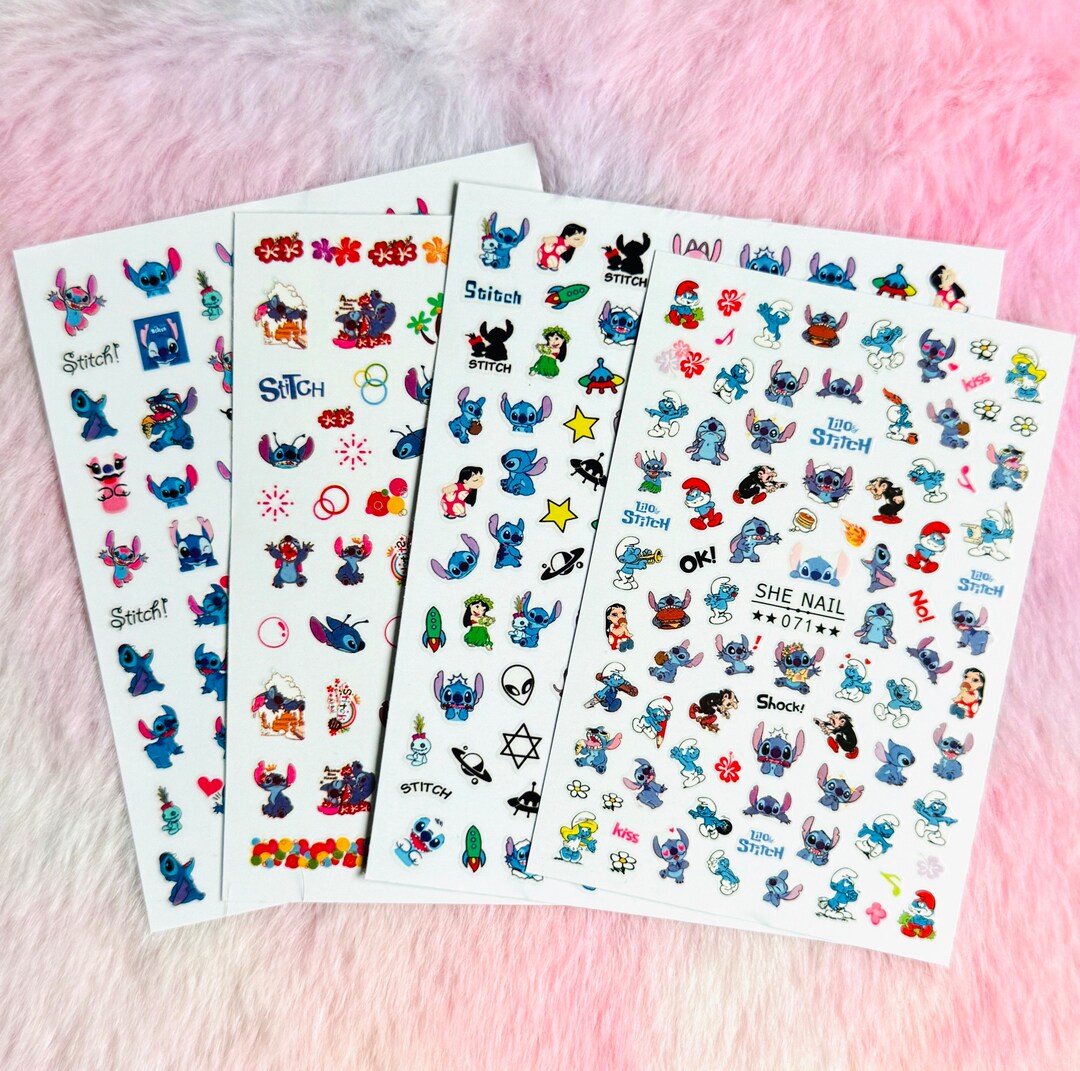 Stitch Cartoon Nail Stickers - Etsy
