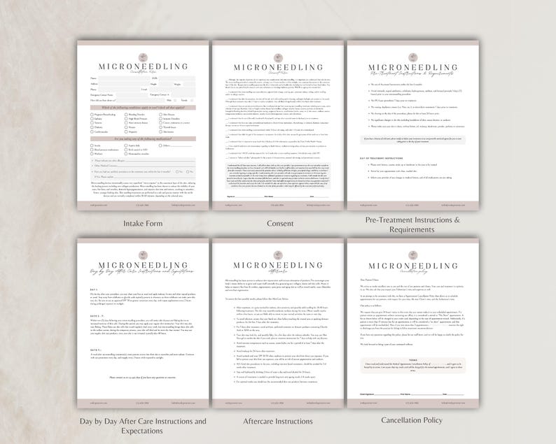 Editable Microneedling Forms Bundle, Client Intake, Aftercare (canva ...