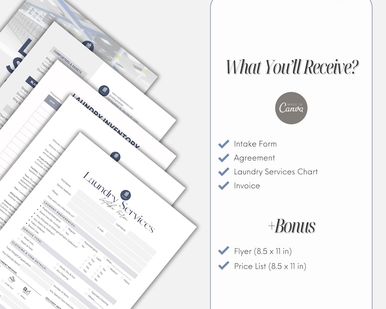Laundry Services Business Forms Bundle,editable Laundry Services Forms ...