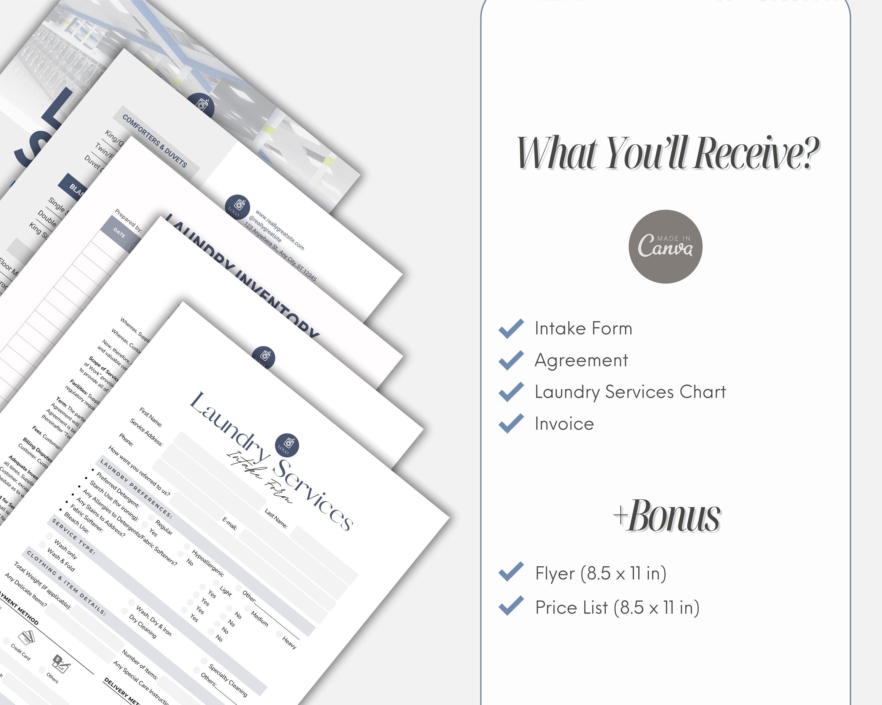 Laundry Services Business Forms Bundle,editable Laundry Services Forms ...
