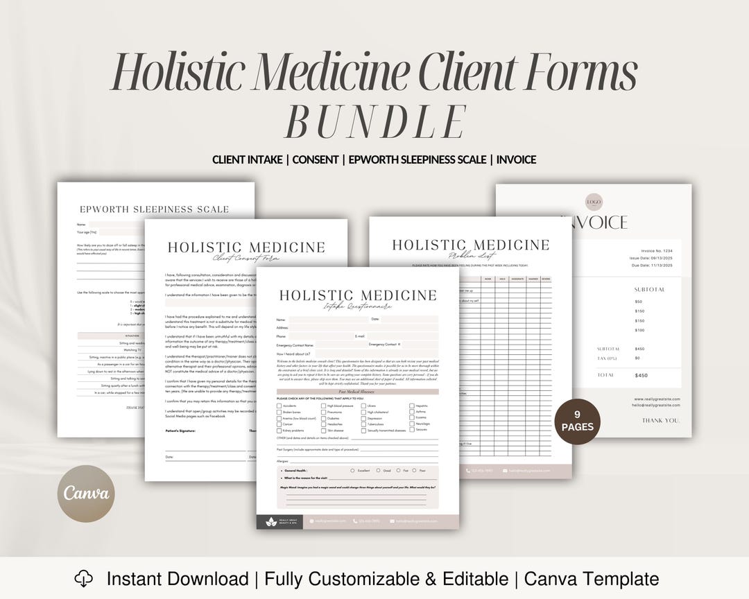 Holistic Medicine Client Forms: Editable Templates for Wellness ...
