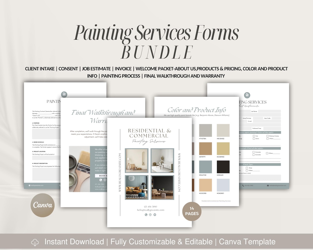 Painting Services Forms Bundle: Editable Templates for Contractors ...