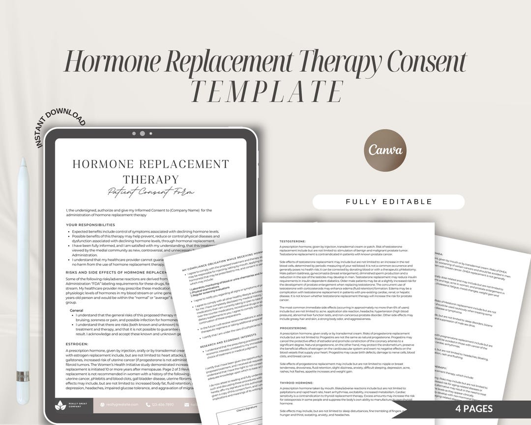 Hormone Replacement Therapy Consent Forms | Editable Hormone ...
